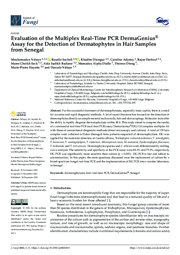 (PDF) Evaluation of the Multiplex Real-Time PCR DermaGenius® Assay for the Detection of ...