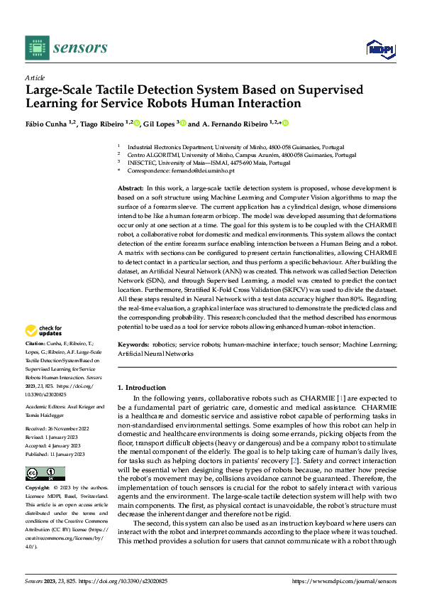 Pdf Large Scale Tactile Detection System Based On Supervised Learning