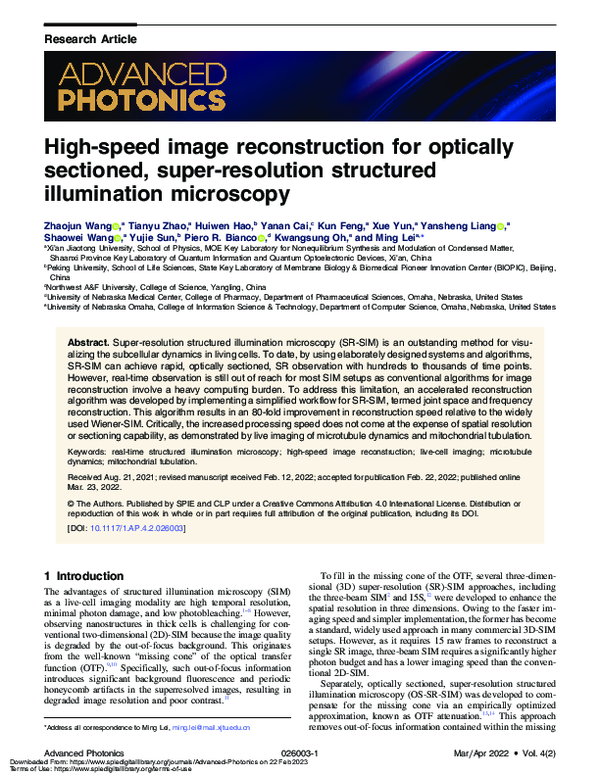 Pdf High Speed Image Reconstruction For Optically Sectioned Super