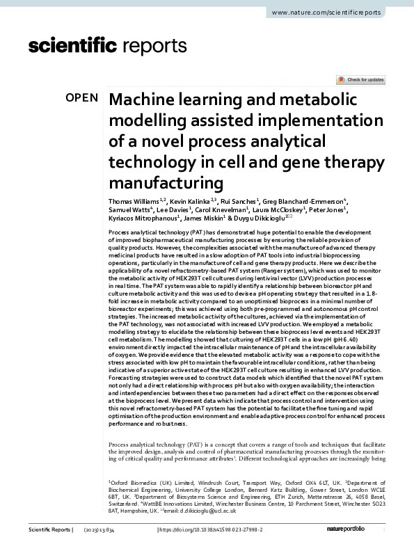 (PDF) Machine learning and metabolic modelling assisted implementation of a novel process ...