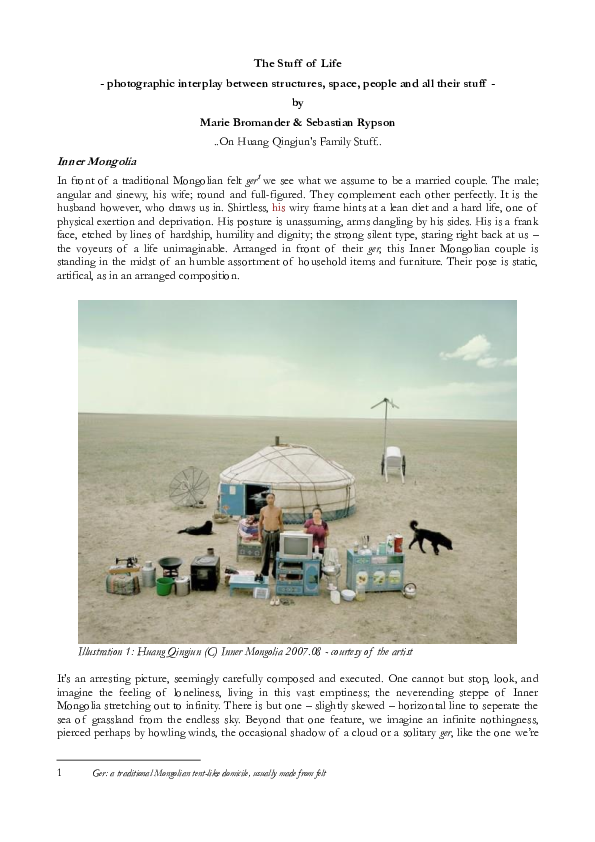 (PDF) "The Stuff of Life - Huang Qingjun's photographic interplay ...