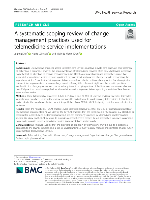 (PDF) A systematic scoping review of change management practices used ...