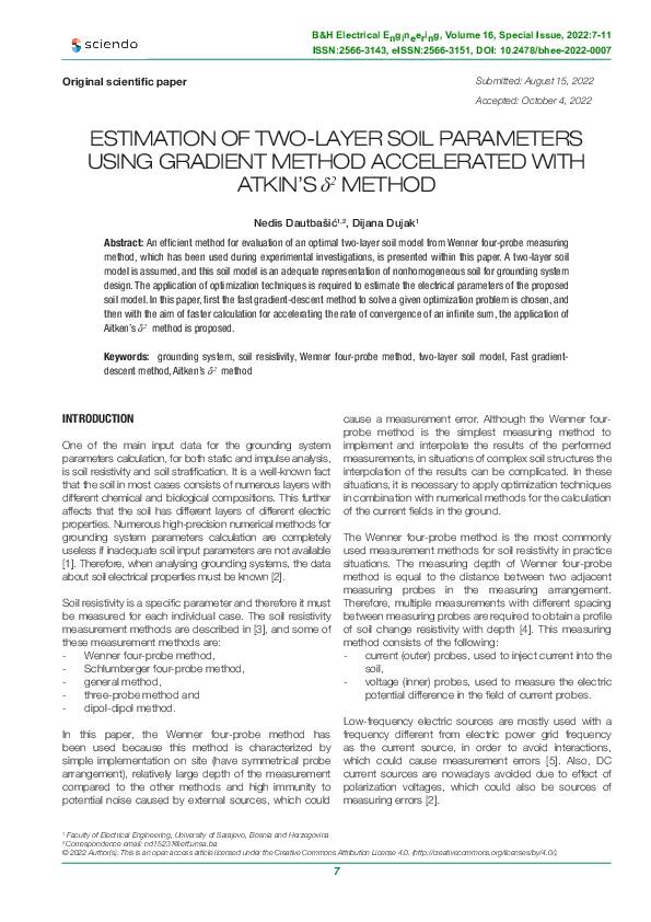 (PDF) Estimation of Two-Layer Soil Parameters Using Gradient Method Accelerated with Atkin’s δ 2 ...