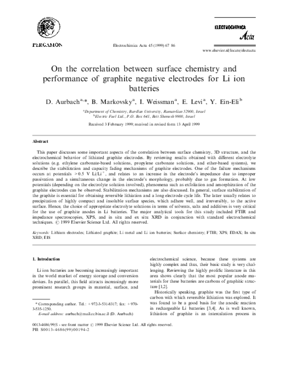 (PDF) On the correlation between surface chemistry and performance of graphite negative ...