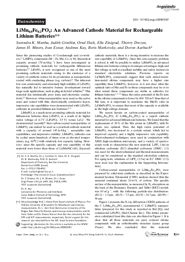 (PDF) LiMn0.8Fe0.2PO4: An Advanced Cathode Material for Rechargeable ...