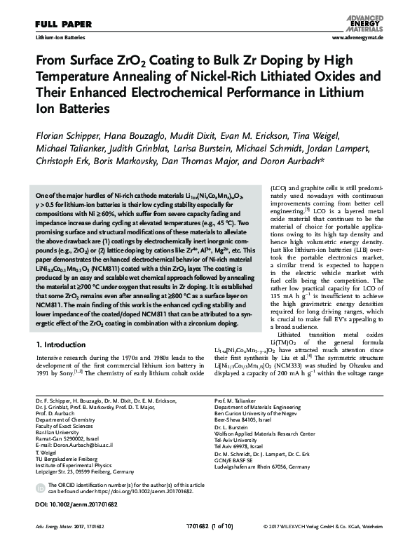 (PDF) From Surface ZrO2 Coating to Bulk Zr Doping by High Temperature ...
