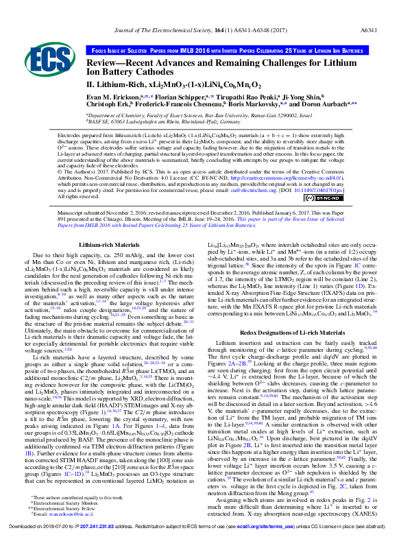 (PDF) Review—Recent Advances and Remaining Challenges for Lithium Ion ...