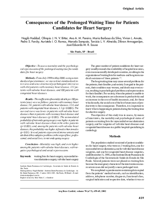 (PDF) Consequences of the Prolonged Waiting Time for Patients ...
