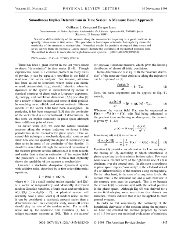 Pdf Smoothness Implies Determinism In Time Series A Measure Based Approach