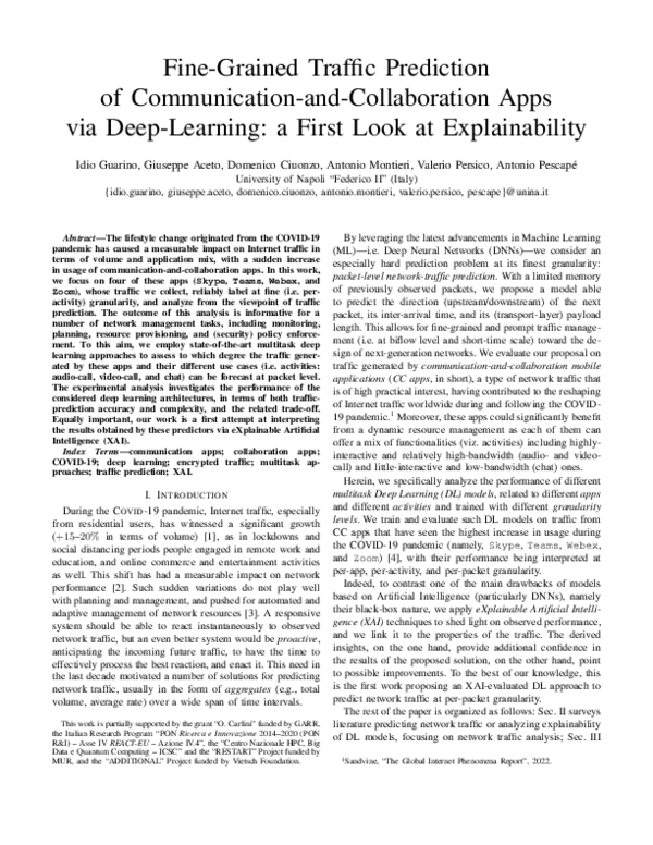 Pdf Fine Grained Traffic Prediction Of Communication And Collaboration Apps Via Deep Learning