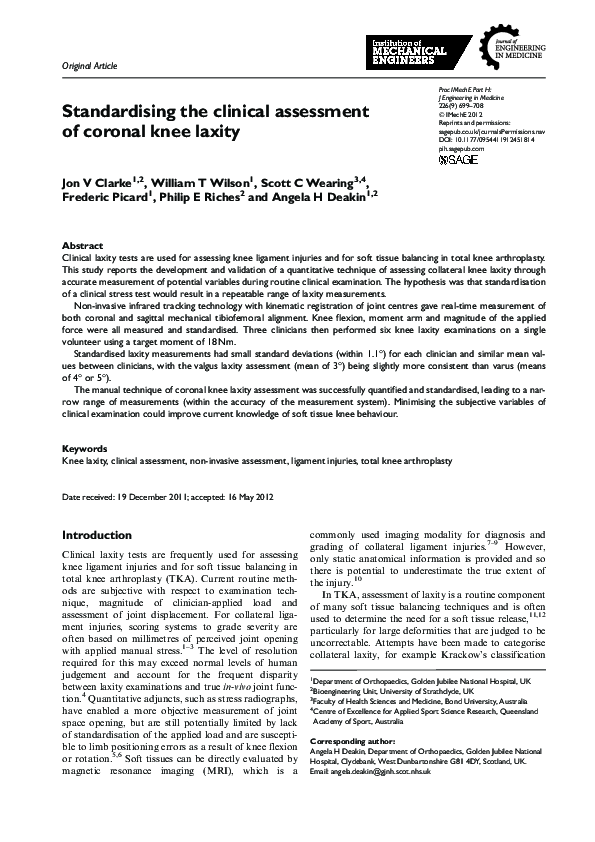 (PDF) Standardising the clinical assessment of coronal knee laxity