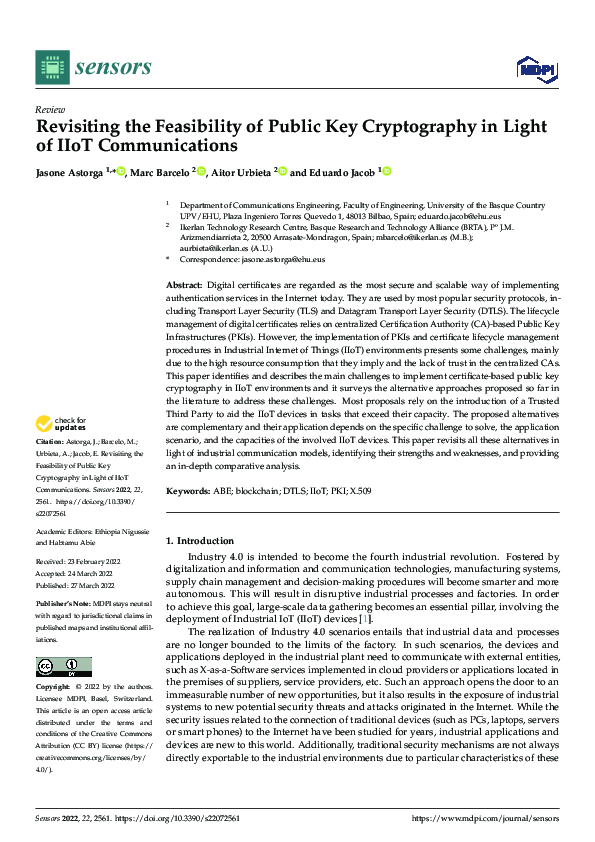 (PDF) Revisiting the Feasibility of Public Key Cryptography in Light of IIoT Communications