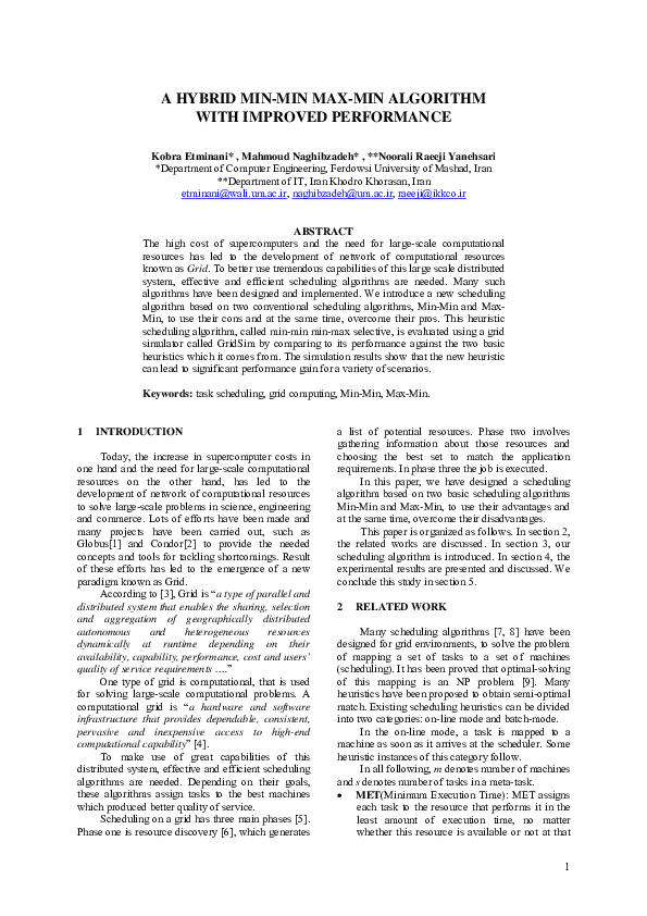 (PDF) A Hybrid Min-Min Max-Min Algorithm with Improved Performance