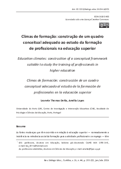 (PDF) Climas de formação: construção de um quadro conceitual adequado ...