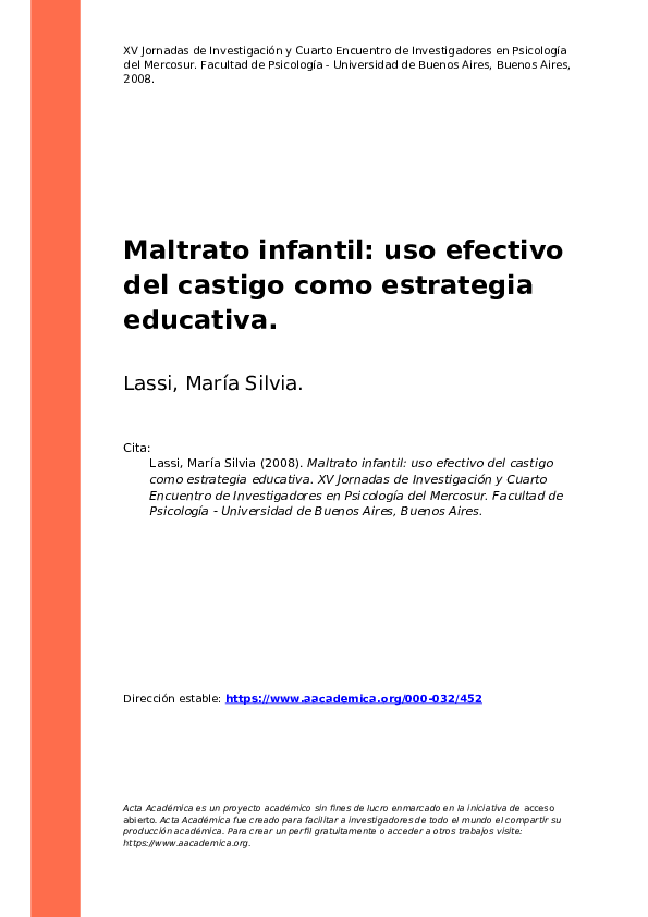 (PDF) Maltrato Infantil: Uso Efectivo Del Castigo Como Estrategia Educativa