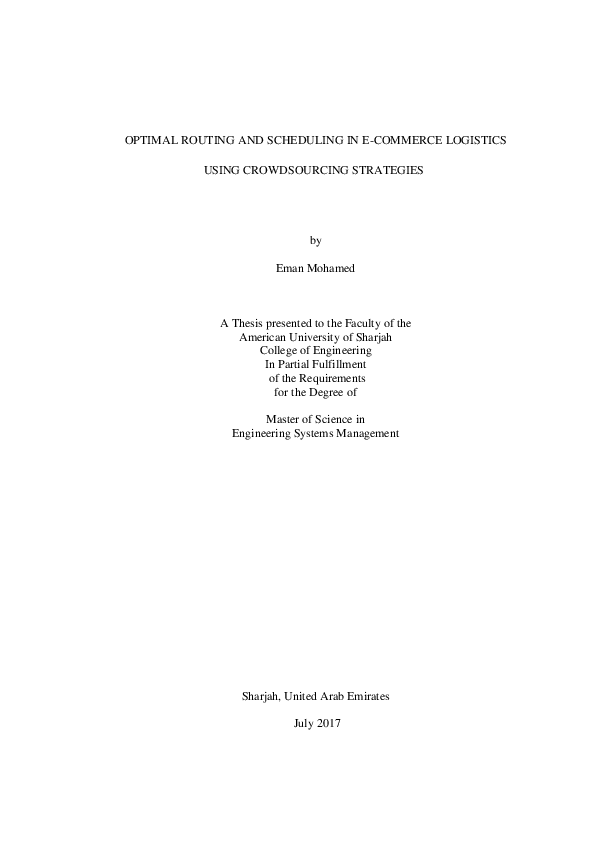 (PDF) Optimal routing and scheduling in E-commerce logistics using ...