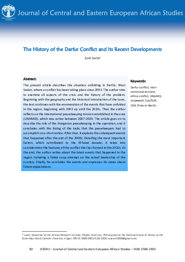 (PDF) The History of the Darfur Conflict and Its Recent Developments