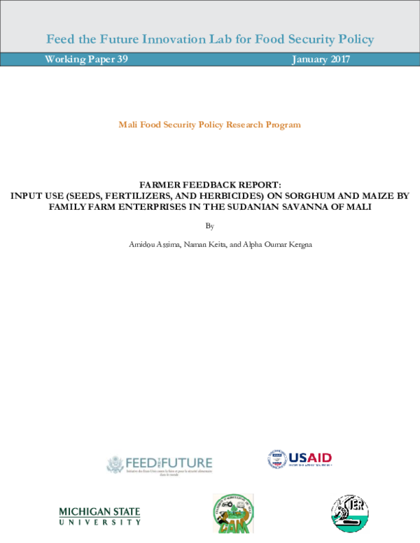 (PDF) Farmer Feedback Report: Input Use (Seeds, Fertilizers, and ...