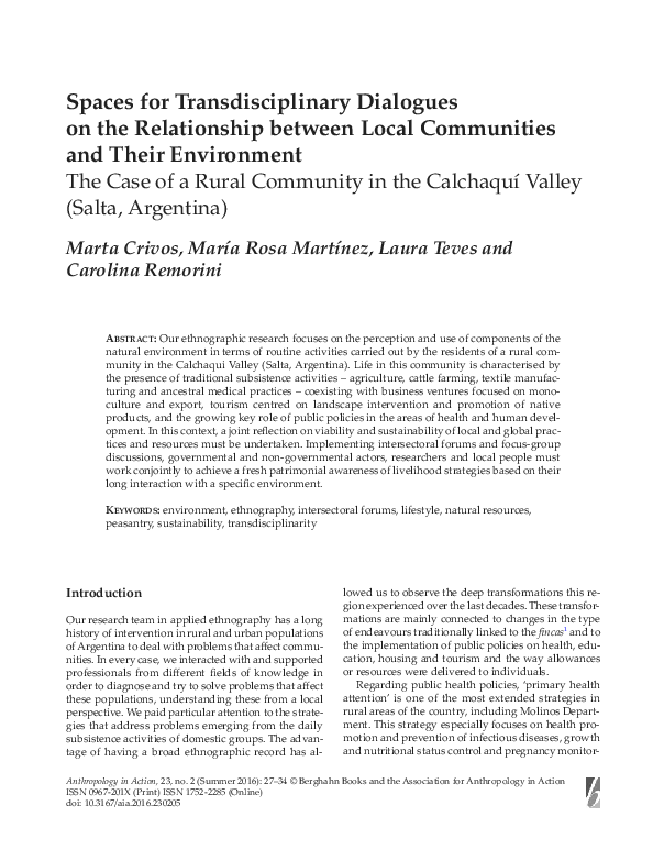 (PDF) Spaces for Transdisciplinary Dialogues on the Relationship ...