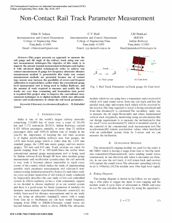(PDF) Non-contact rail track parameter measurement | JM Patekari - Academia.edu
