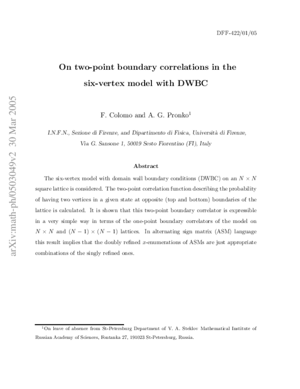 (PDF) Boundary Correlations in the Six-Vertex Model