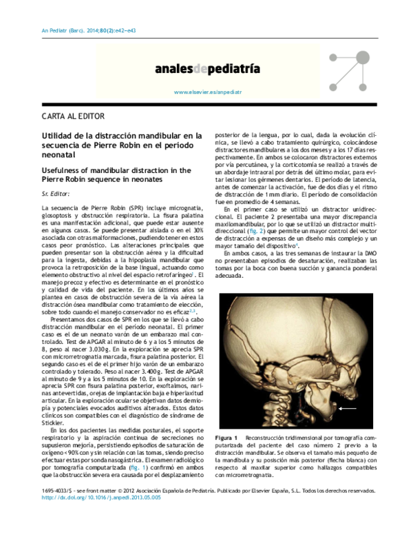 (PDF) Utilidad de la distracción mandibular en la secuencia de Pierre ...