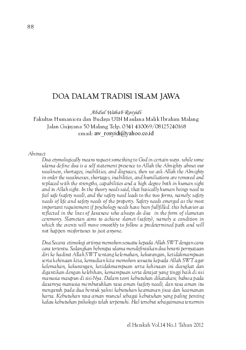 (PDF) Doa daLam Tradisi Islam Jawa