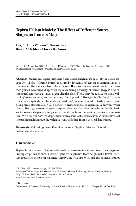 (PDF) Tephra Fallout Models: The Effect of Different Source Shapes on ...