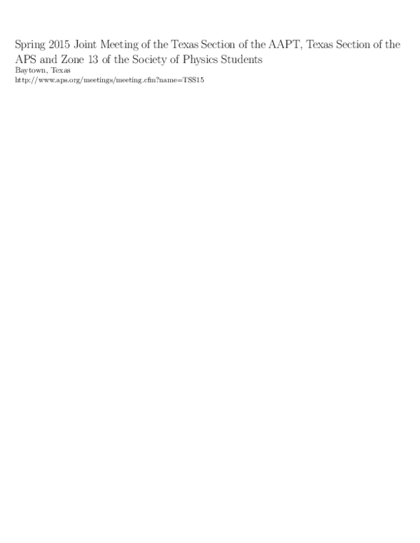 (PDF) Spring 2015 Joint Meeting of the Texas Section of the AAPT, Texas ...