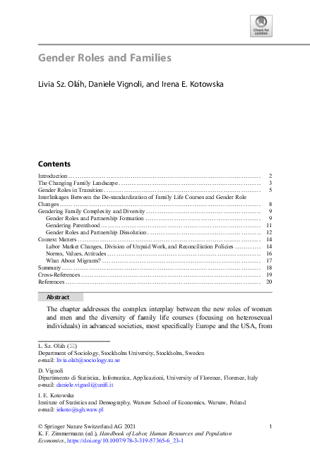 (PDF) Gender Roles and Families