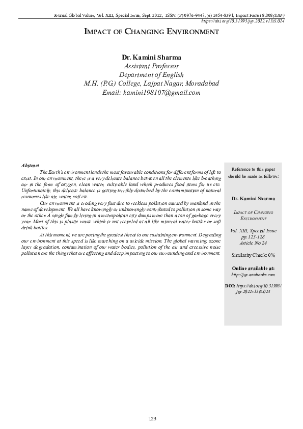 (PDF) IMPACT OF CHANGING ENVIRONMENT