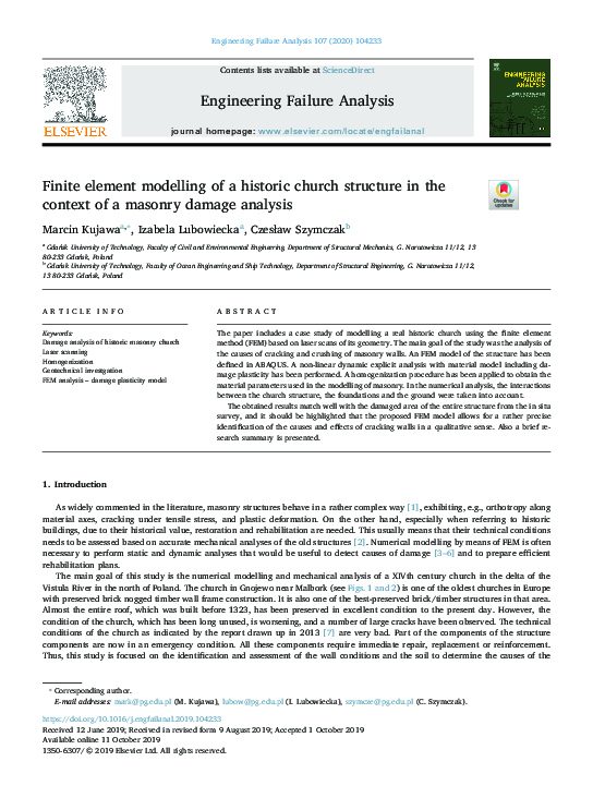 (PDF) Finite element modelling of a historic church structure in the context of a masonry damage ...