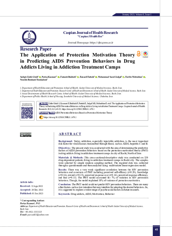 (PDF) The Application of Protection Motivation Theory in Predicting ...