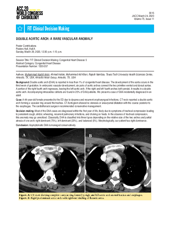 (PDF) Double Aortic Arch: A Rare Vascular Anomaly