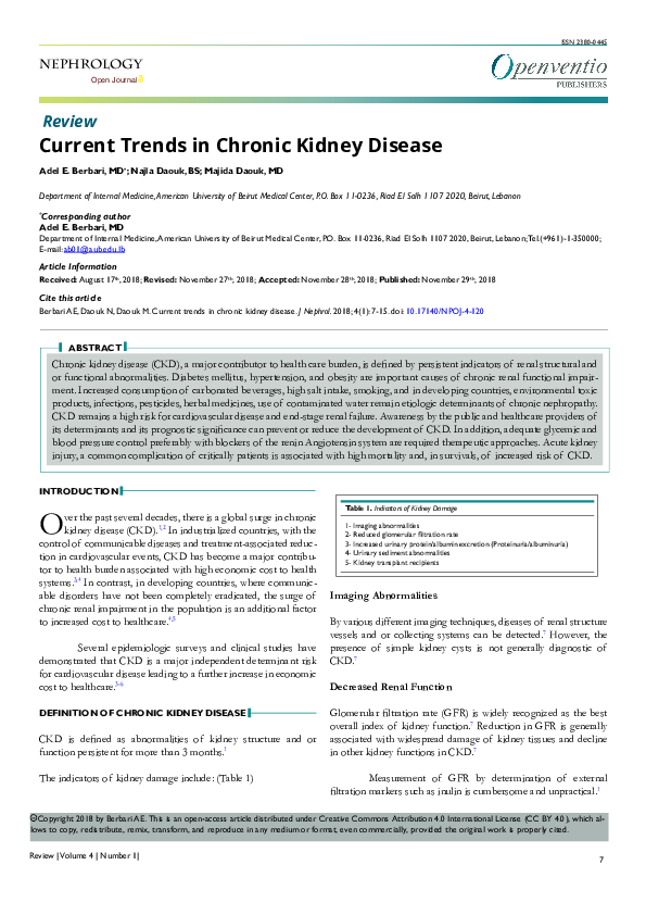(PDF) Current Trends in Chronic Kidney Disease