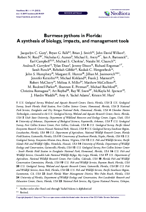 (PDF) Burmese pythons in Florida: A synthesis of biology, impacts, and ...