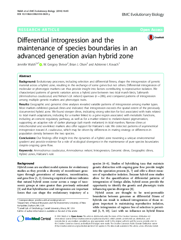 (PDF) Differential introgression and the maintenance of species ...
