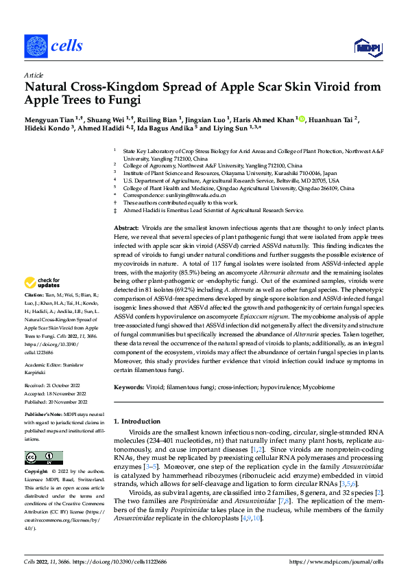(PDF) Natural Cross-Kingdom Spread of Apple Scar Skin Viroid from Apple ...