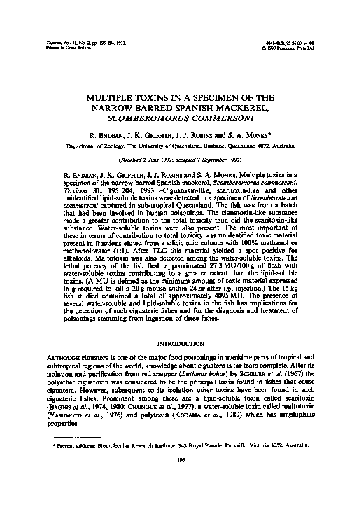 (PDF) Multiple toxins in a specimen of the narrow-barred Spanish ...