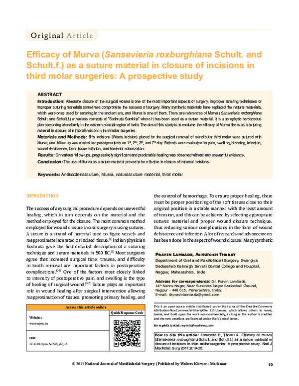 (PDF) Efficacy of murva (Sansevieria roxburghiana Schult. and Schult.f ...