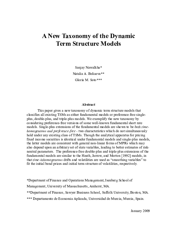 (PDF) A New Taxonomy of the Dynamic Term Structure Models