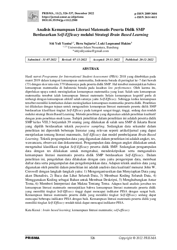 (PDF) Analisis Kemampuan Literasi Matematis Peserta Didik SMP ...