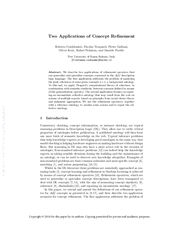 Pdf Two Applications Of Concept Refinement