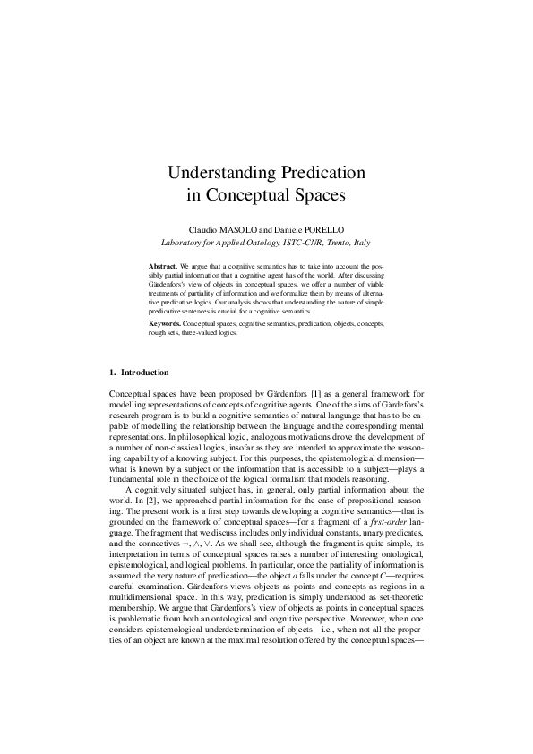(PDF) Understanding Predication in Conceptual Spaces