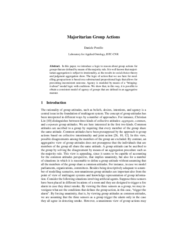 (PDF) Majoritarian Group Actions