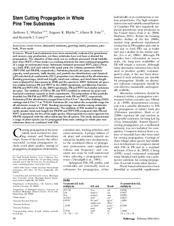 (PDF) Stem Cutting Propagation in Whole Pine Tree Substrates