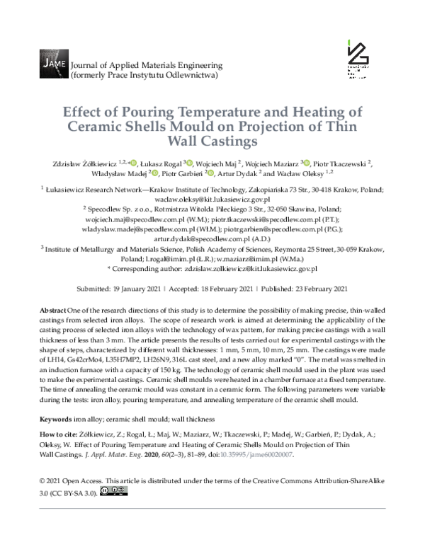 (PDF) Effect of Pouring Temperature and Heating of Ceramic Shells Mould ...