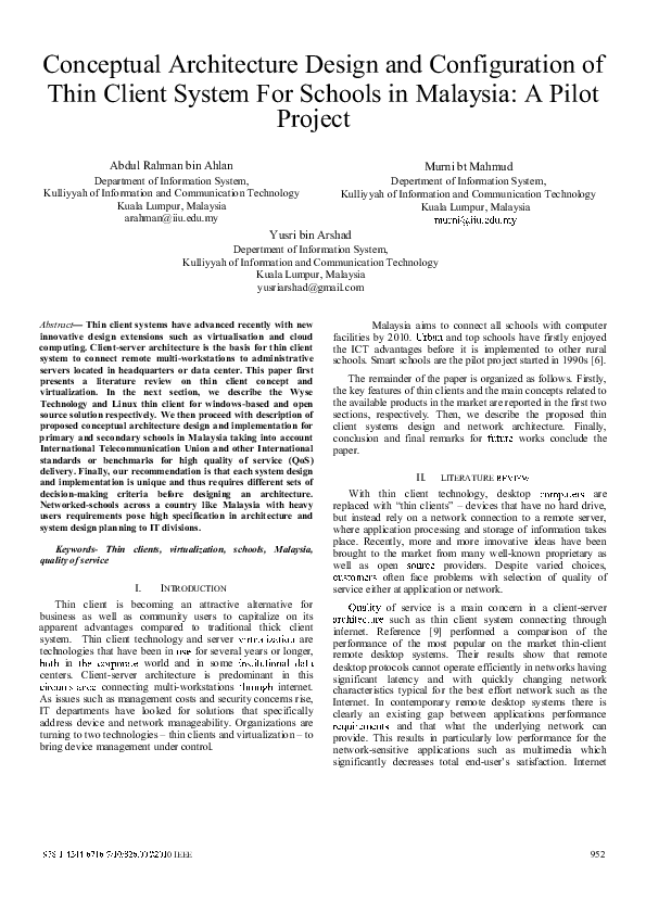 (PDF) Conceptual architecture design and configuration of thin client ...