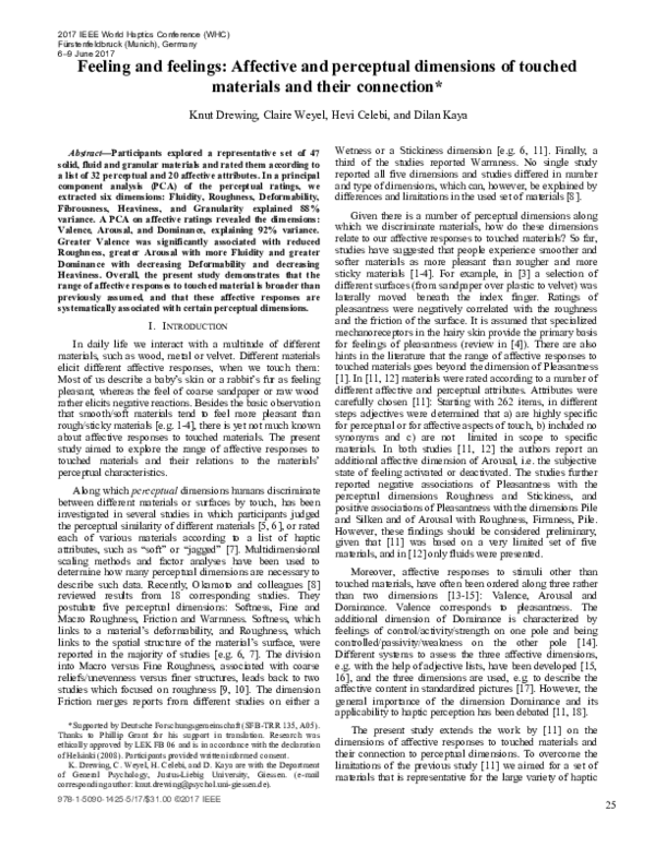 (PDF) Systematic relations between affective and sensory material ...