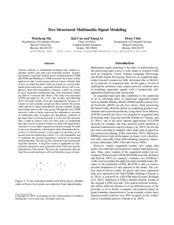 (PDF) Tree Structured Multimedia Signal Modeling